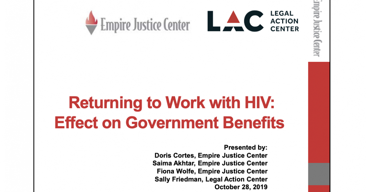Legal Action Center | Returning to Work with HIV: Effect on…