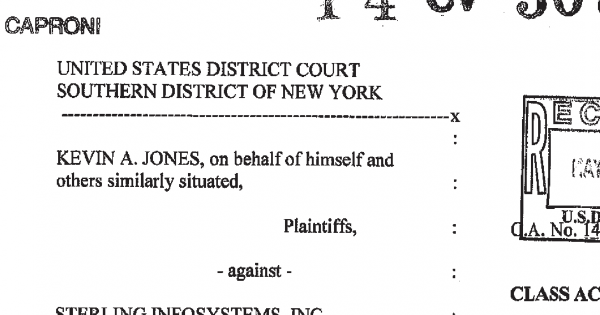 Legal Action Center | Jones v. Sterling Infosystems, Inc.