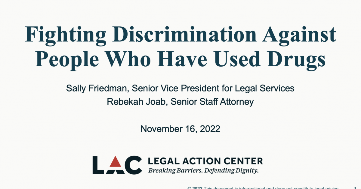 Legal Action Center | Fighting Discrimination Against People Who Have…