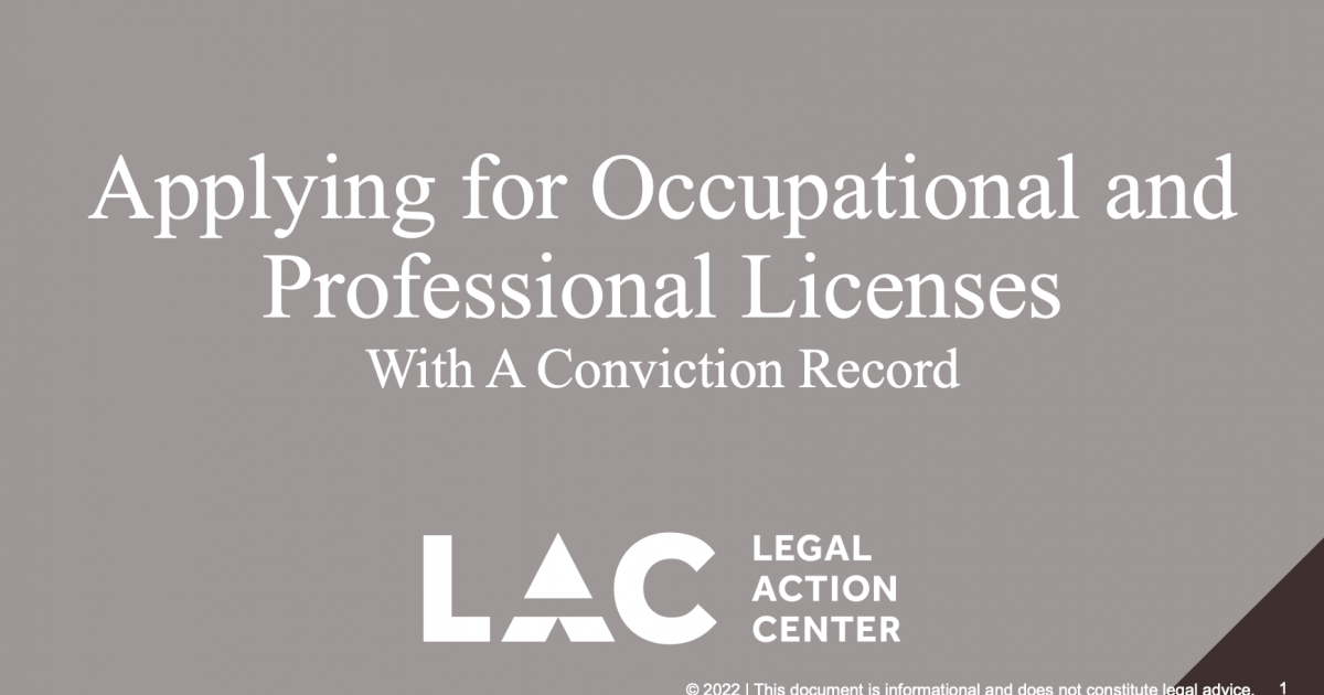 Legal Action Center | Applying for Occupational and Professional…