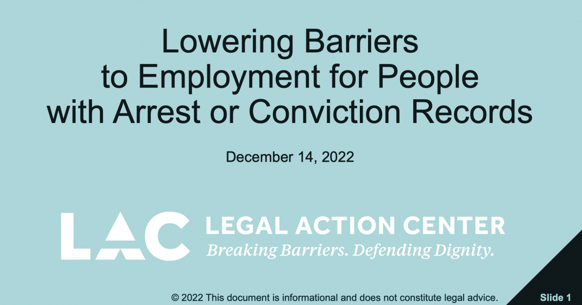 Legal Action Center | Lowering Barriers for Jobseekers with Arrest or…